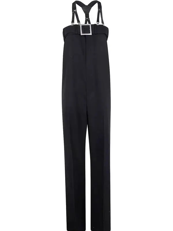 Jean Paul Gaultier Leather-trimmed Jumpsuit - Black