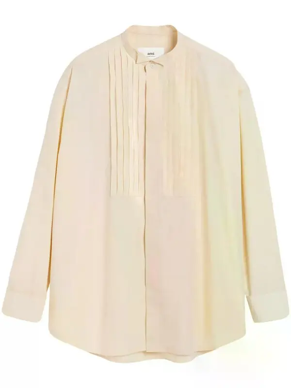 Ami Oversized Pleated-bib Shirt - Neutrals