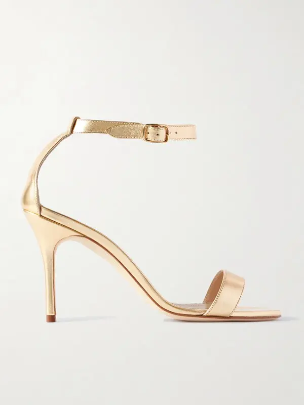 Manolo Blahnik Metallic Leather Stiletto Sandals