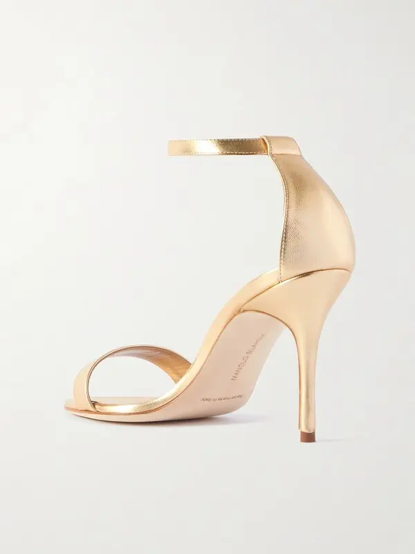 Manolo Blahnik Metallic Leather Stiletto Sandals