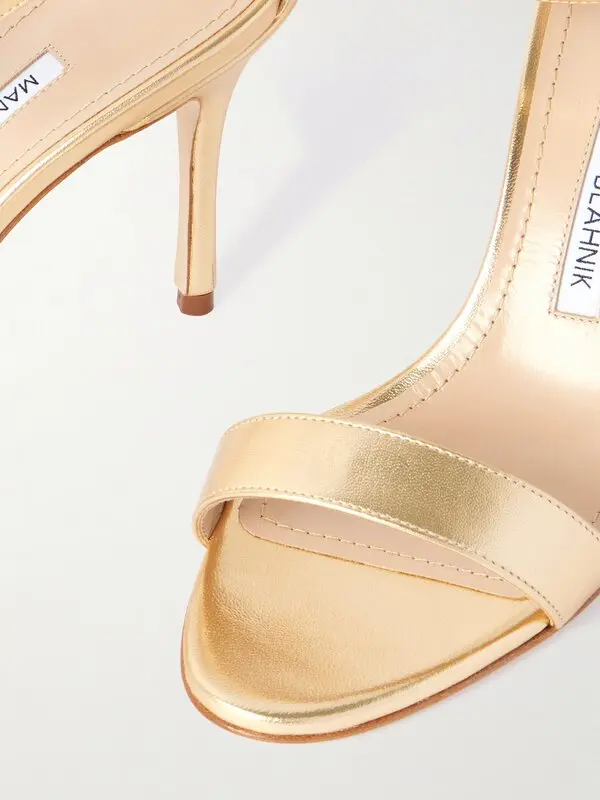 Manolo Blahnik Metallic Leather Stiletto Sandals