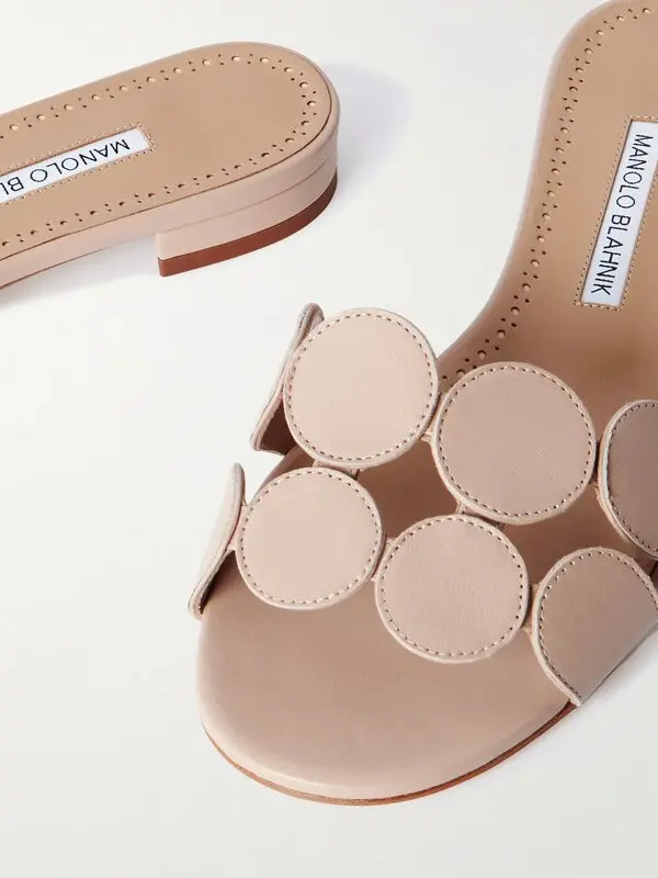 Manolo Blahnik Haribalmu 10 Cutout Leather Slides - Neutrals