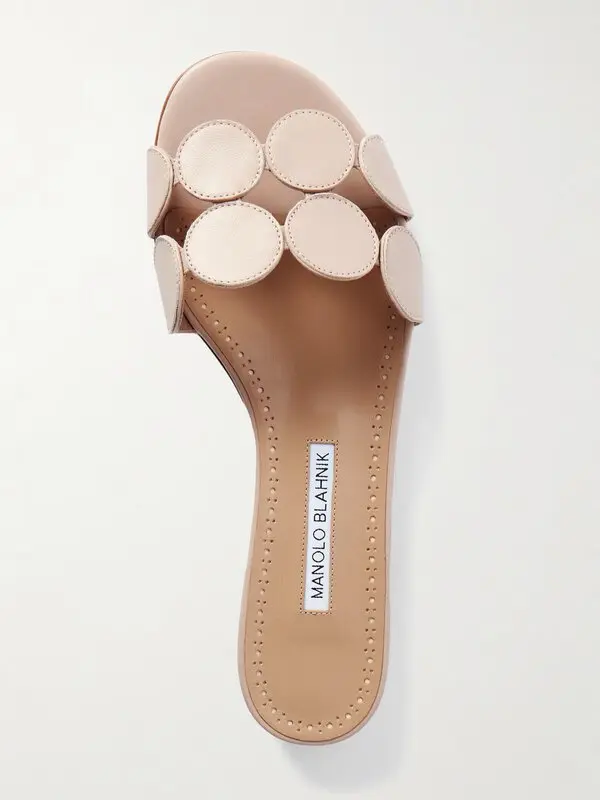 Manolo Blahnik Haribalmu 10 Cutout Leather Slides - Neutrals