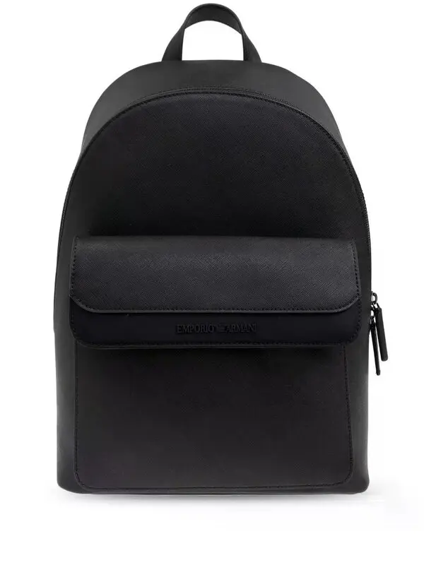 Emporio Armani Logo-embossed Backpack - Black