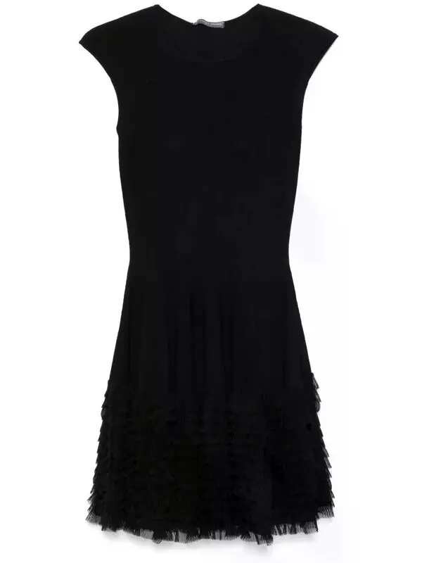 Alexander McQueen Lace Knit Ruffle Dress
