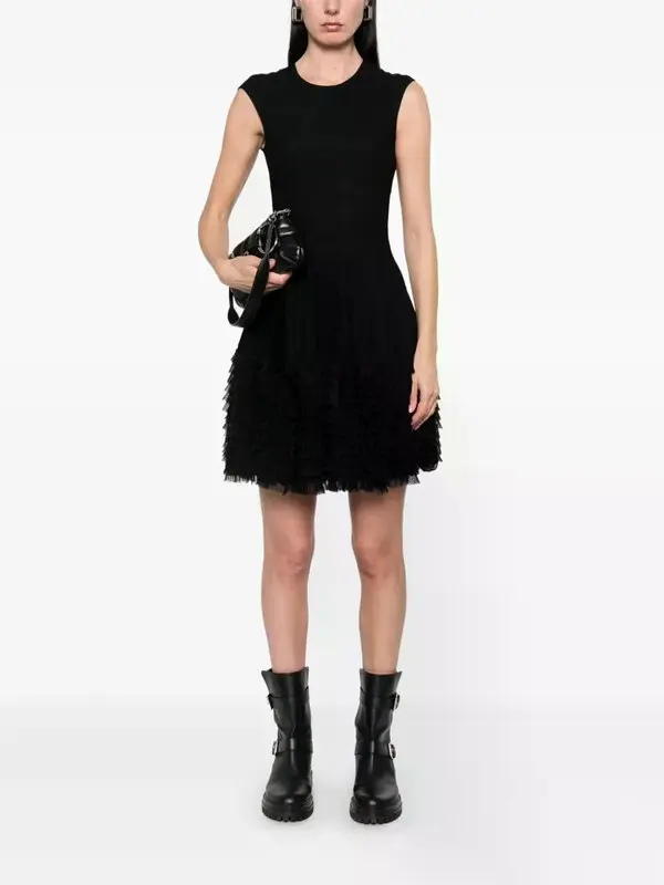 Alexander McQueen Lace Knit Ruffle Dress
