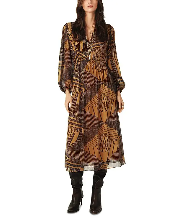 Ba&sh Antal Midi Dress - Ochre