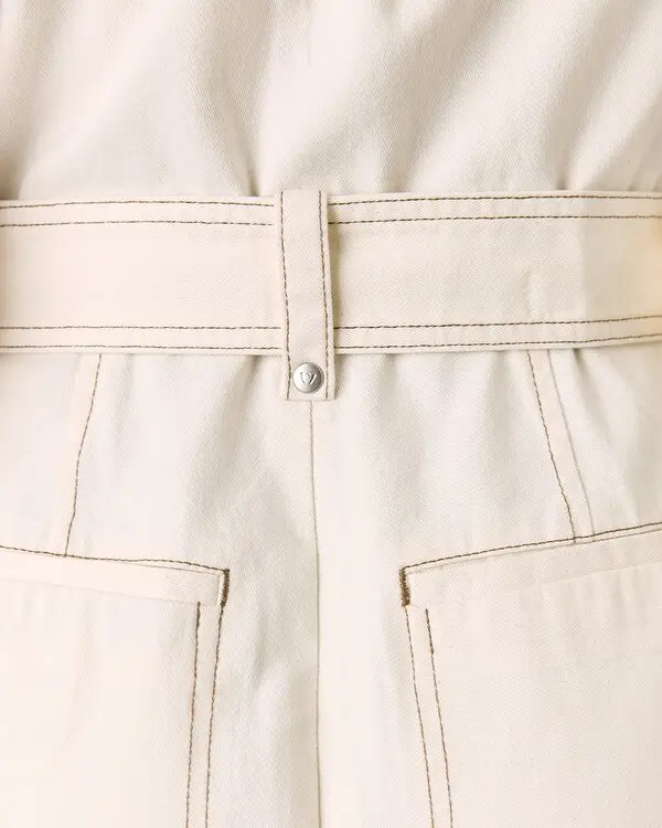Whistles Denim Pintuck Belted Jumpsuit - Ivory