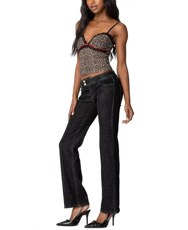EDIKTED Lacey Leopard Mesh Tank Top