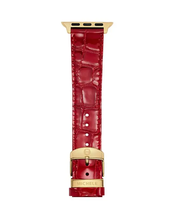 Michele Apple Watch Leather Bracelet Band, 38-49mm - Red