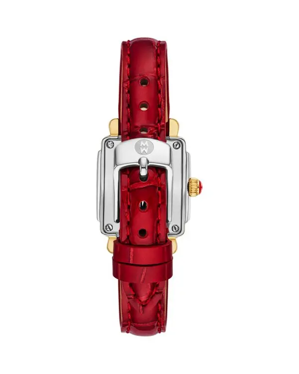 Michele Deco Madison Mini Two Tone Diamond Pave Dial Watch - Red/red