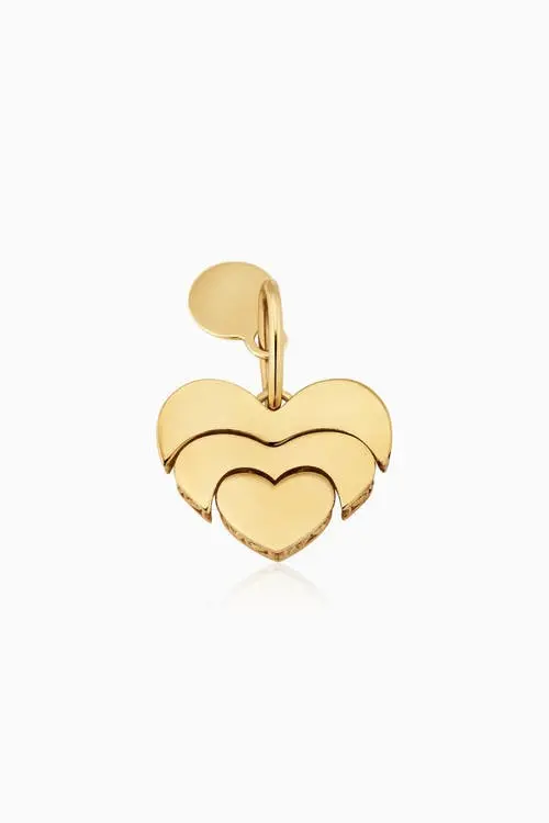 ORADINA 14k Gold Mosaic Heart Pendant Charm - Yellow Gold/ Mother Of Pearl