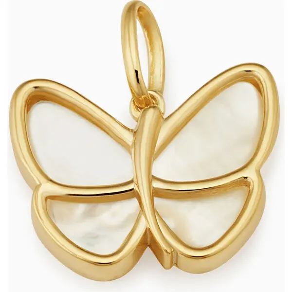 ORADINA 14k Gold Flutter Pendant Charm - Yellow Gold/ Mother Of Pearl