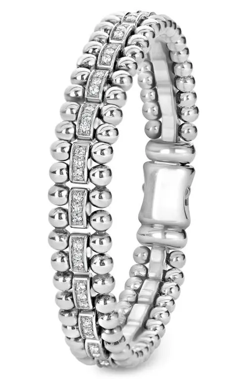 Lagos Caviar Spark Diamond Link Bracelet - Silver