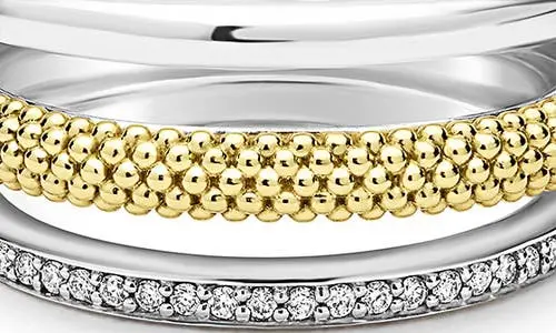 Lagos Caviar Lux Pavé Diamond Stacked Ring