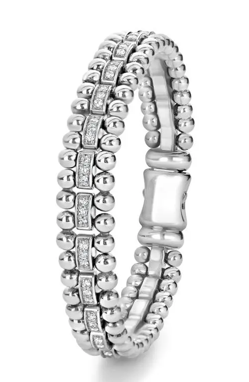 Lagos Caviar Spark Diamond Link Bracelet - Silver/ Diamond