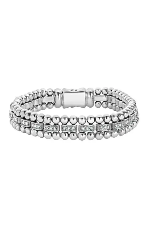 Lagos Caviar Spark Diamond Link Bracelet - Silver/ Diamond