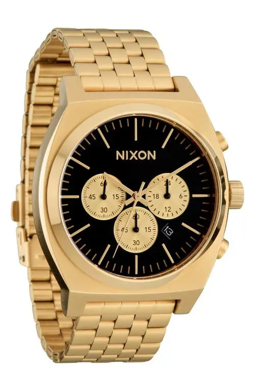 Nixon Time Teller Chronograph Bracelet Watch - Gold / Black / Gold