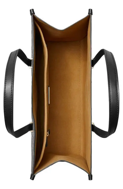Tory Burch T Monogram Leather Tote - Black
