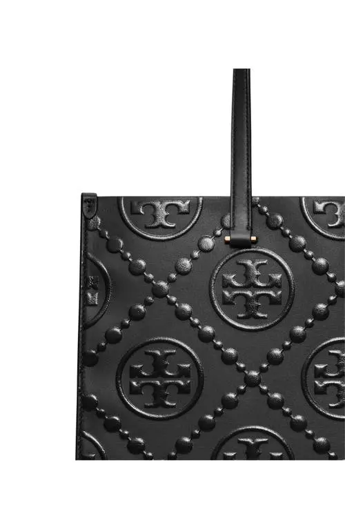 Tory Burch T Monogram Leather Tote - Black