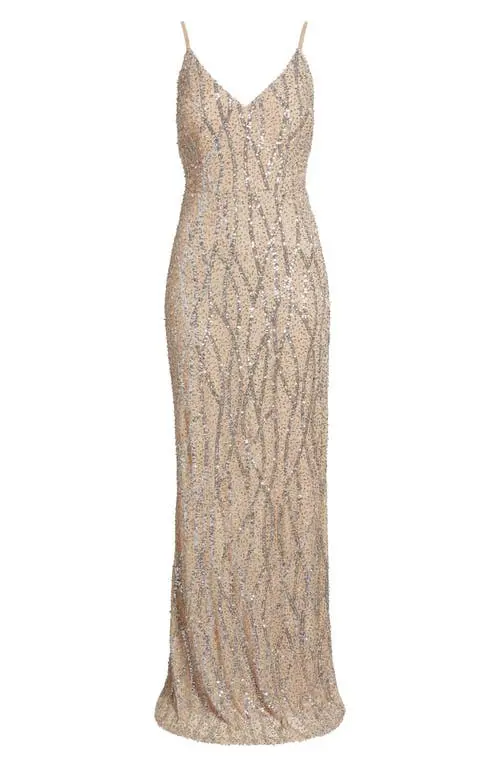 JUMP APPAREL Sequin And Bead Gown