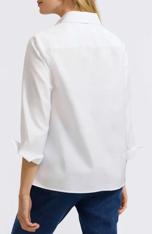 Foxcroft Beatrice Side Button Shirt - White