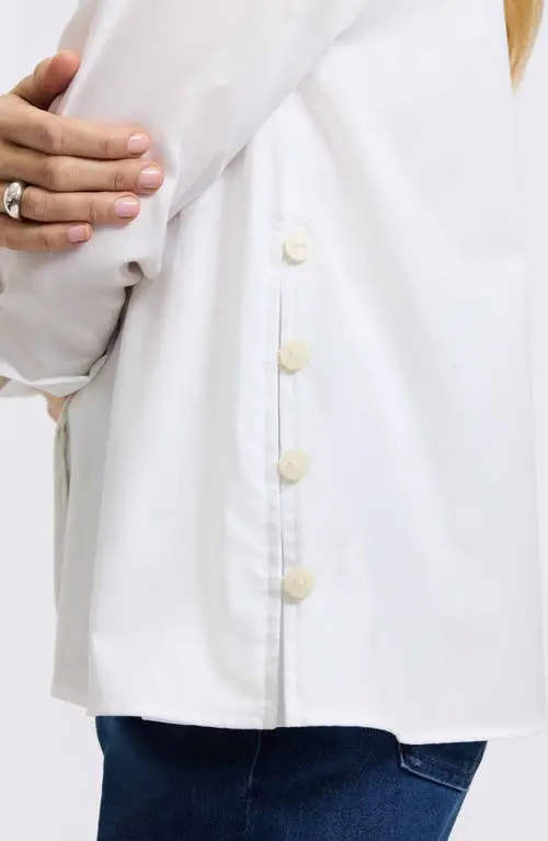 Foxcroft Beatrice Side Button Shirt - White