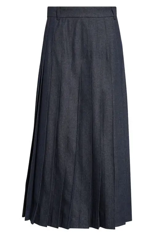Max Mara Vale Pleated Denim Midi Skirt