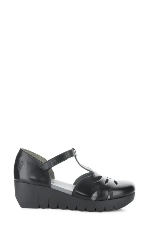 Fly London Velt Platform Wedge Sandals - Black