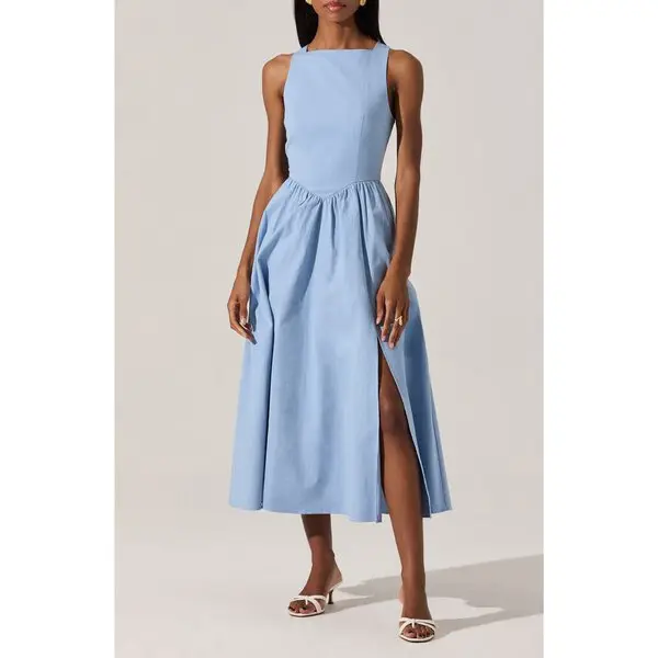 Astr The Label Bow Back A-line Dress - Blue