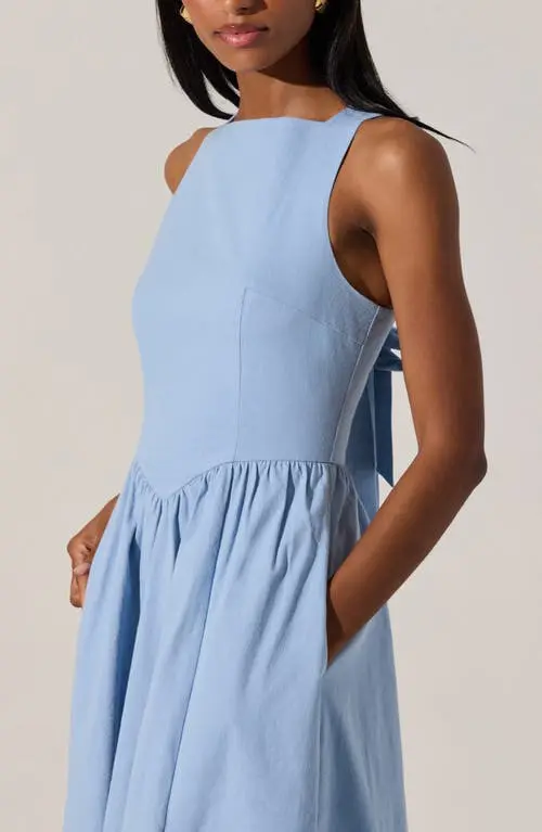 Astr The Label Bow Back A-line Dress - Blue