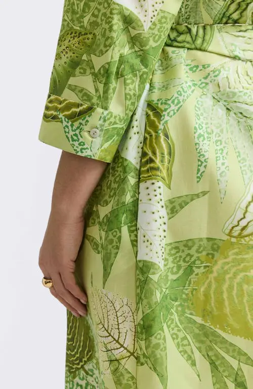 Foxcroft Fiona Botanical Print Belted Shirtdress