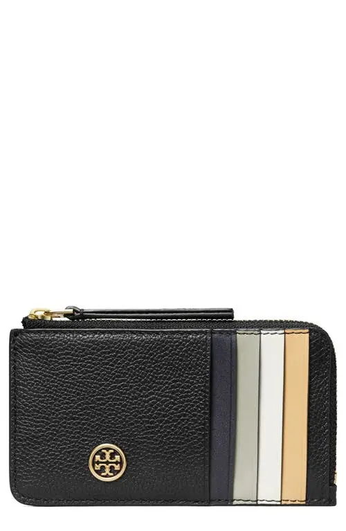 Tory Burch Robinson Pebble Leather Card Case - Black