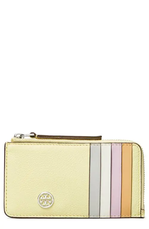 Tory Burch Robinson Pebble Leather Card Case - Lemon