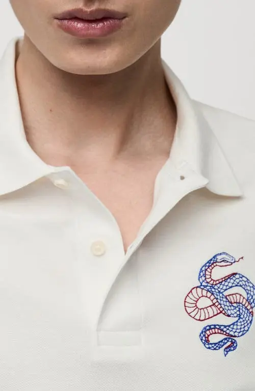 Mango Embroide Graphic Polo - White