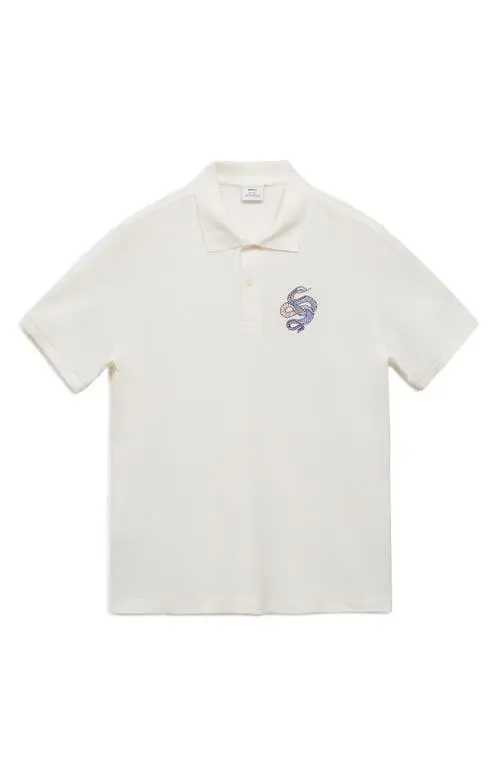 Mango Embroide Graphic Polo - White