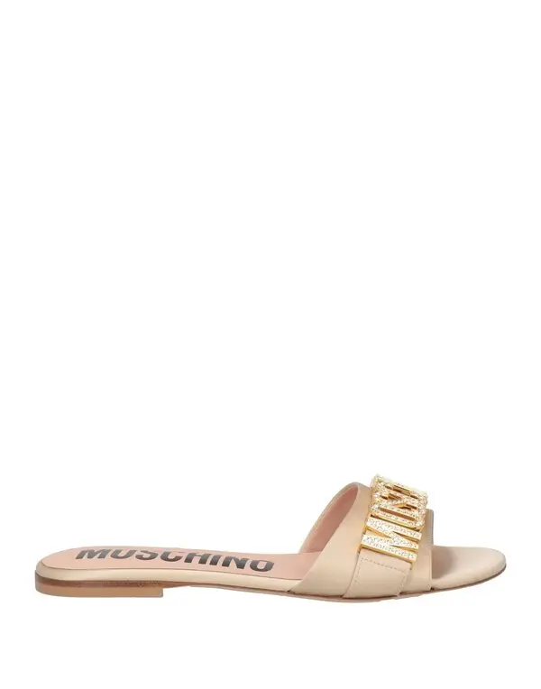 Moschino Textile Fiber Slide Sandals With Embellishments