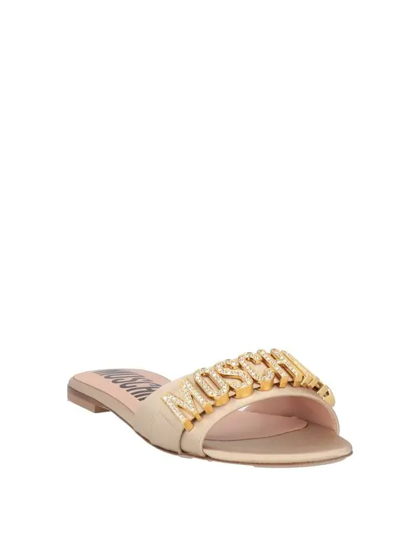 Moschino Textile Fiber Slide Sandals With Embellishments