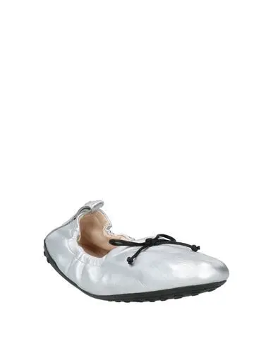 TOD'S Leather Ballet Flats - Silver