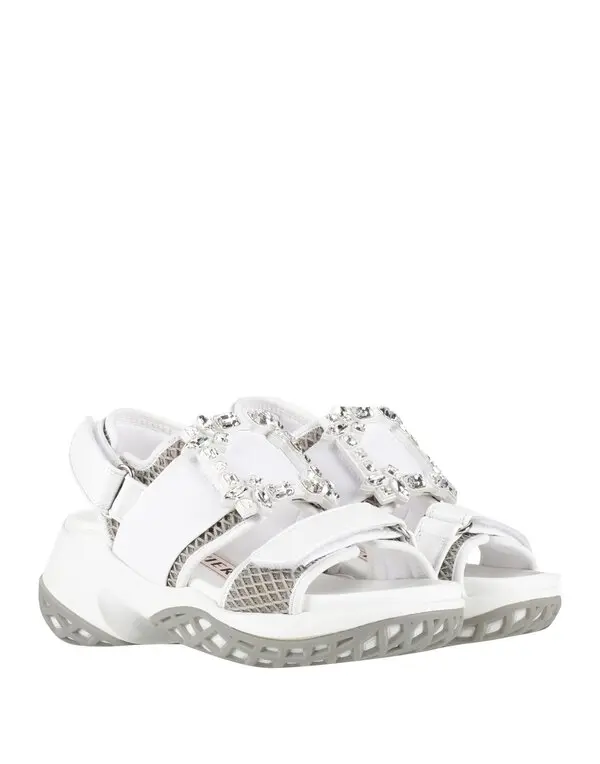 ROGER VIVIER Embellished Leather And Woven Sandals