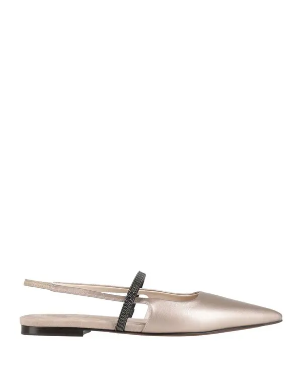 Brunello Cucinelli Leather Slingback Ballet Flats - Grey