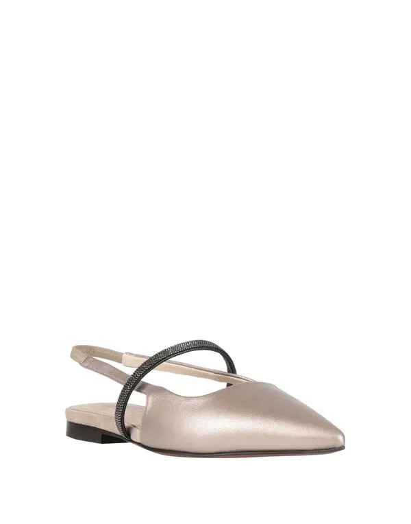 Brunello Cucinelli Leather Slingback Ballet Flats - Grey