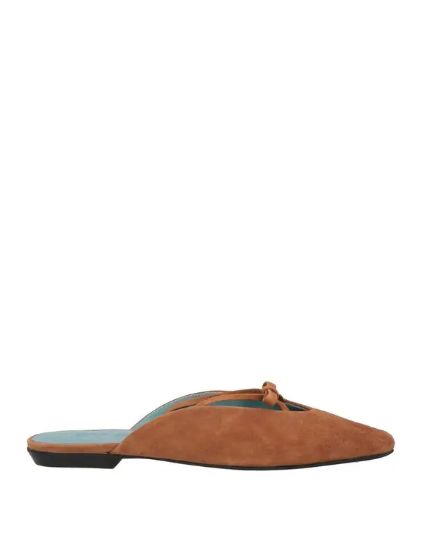 By Far Suede Pointed Toe Flat Mules - Brown