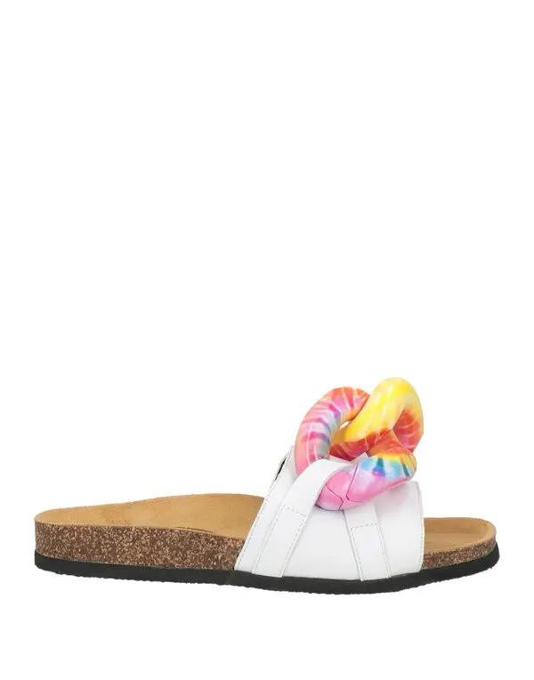 JW Anderson Leather Slide Sandals With Tie-dye Embellishment - White