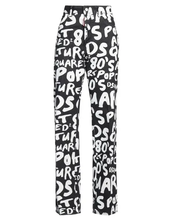 Dsquared2 Straight Leg High Waisted Jeans With All-over Print