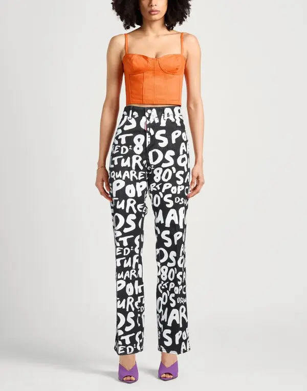 Dsquared2 Straight Leg High Waisted Jeans With All-over Print