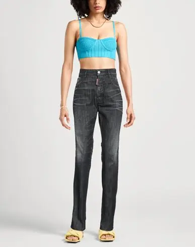 Dsquared2 Tapered Jeans With Leather Trims - Black