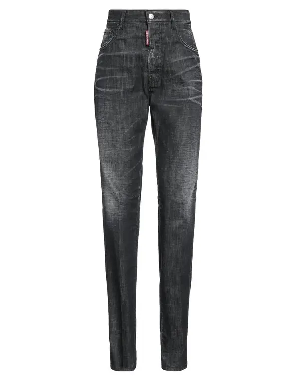 Dsquared2 Tapered Jeans With Leather Trims - Black