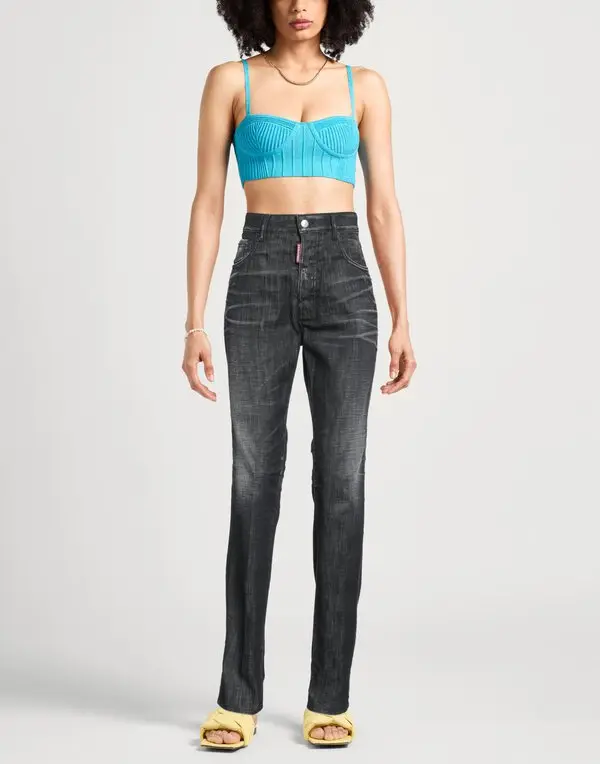 Dsquared2 Tapered Jeans With Leather Trims - Black