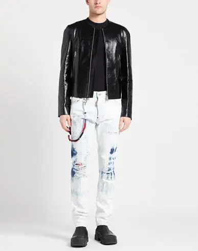 Dsquared2 Skinny Jeans With Leather Trims